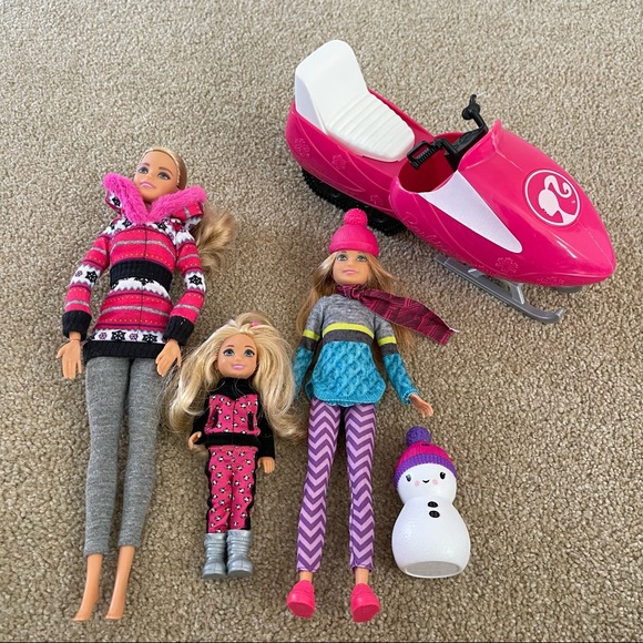 Toys | Barbie Winter Wonderland Family With Sbowmobile | Poshmark